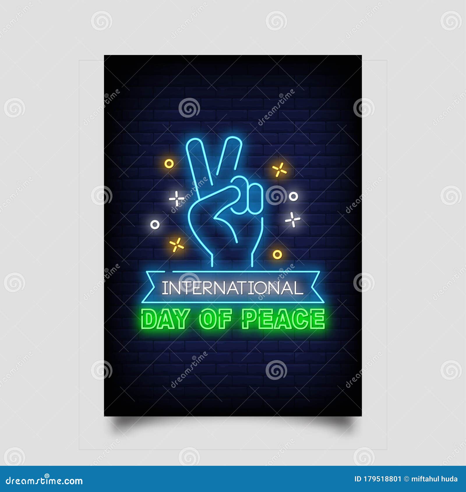 International Day of Peace Neon Signs Style Text Vector Stock Vector ...
