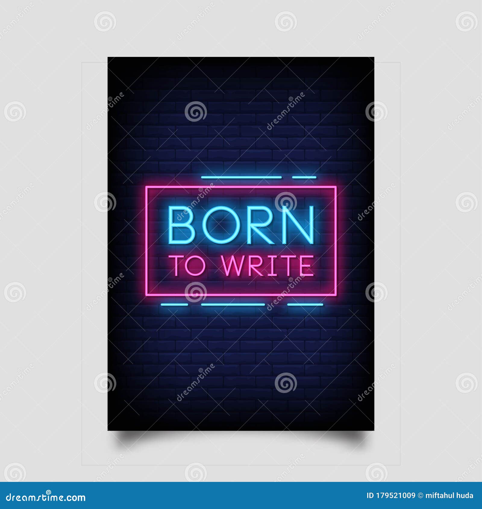 Born To Write Neon Signs Style Text Vector Stock Vector - Illustration ...