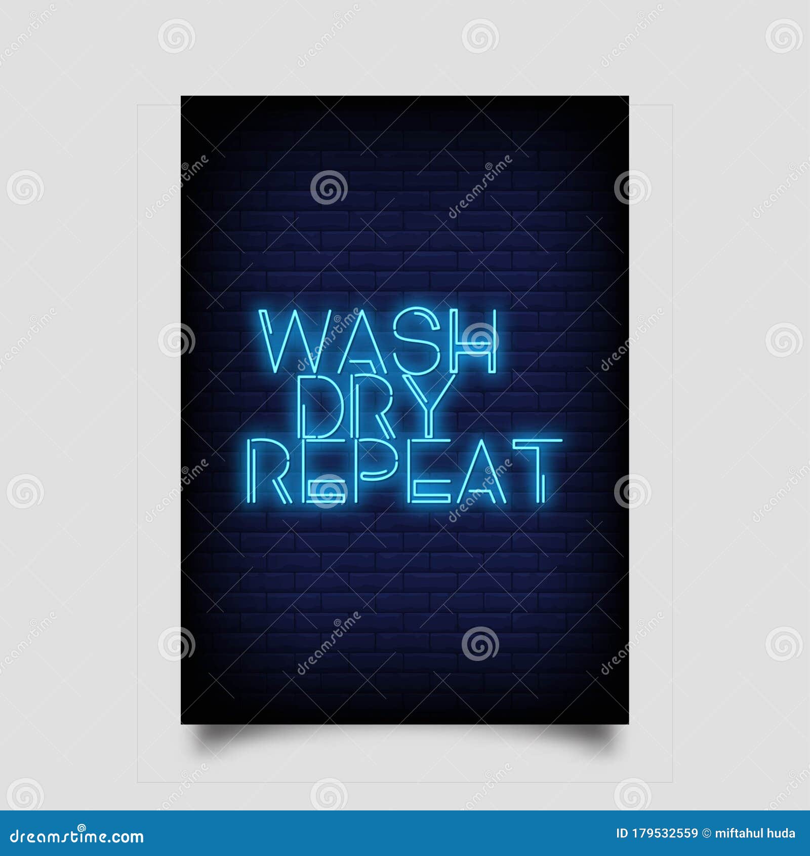 Wash Dry Repeat Neon Signs Style Text Vector Stock Vector ...