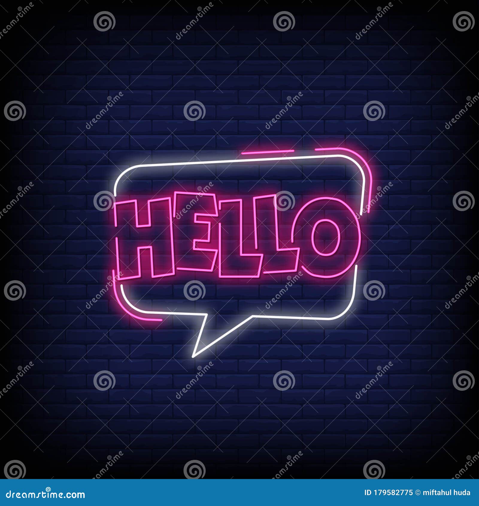 Hello Neon Signs Style Text Vector Stock Vector - Illustration of ...