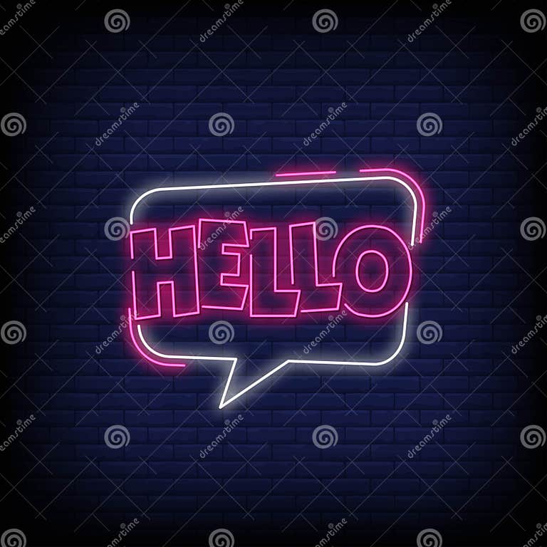 Hello Neon Signs Style Text Vector Stock Vector - Illustration of ...