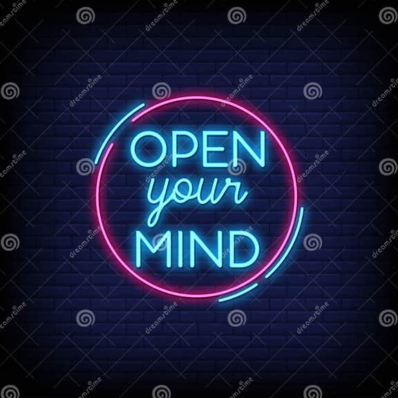 Open Your Mind Neon Signs Style Text Vector Stock Vector - Illustration ...