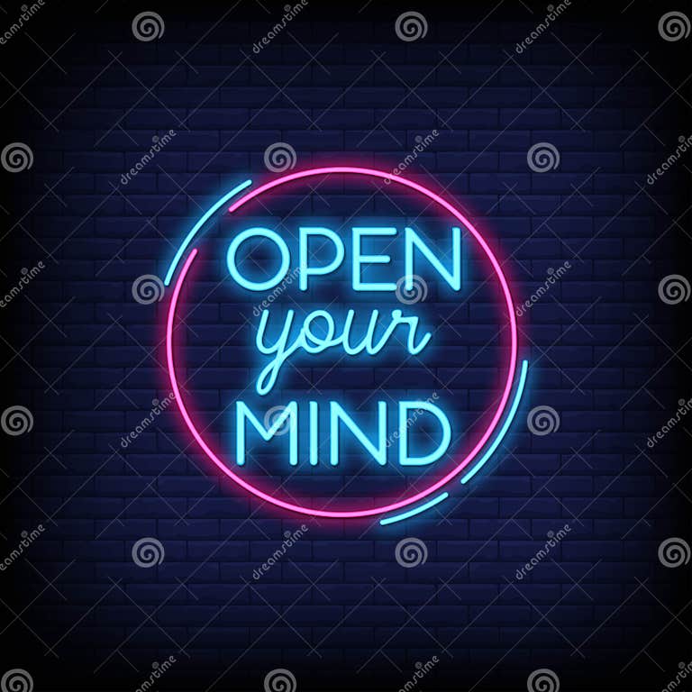 Open Your Mind Neon Signs Style Text Vector Stock Vector - Illustration ...