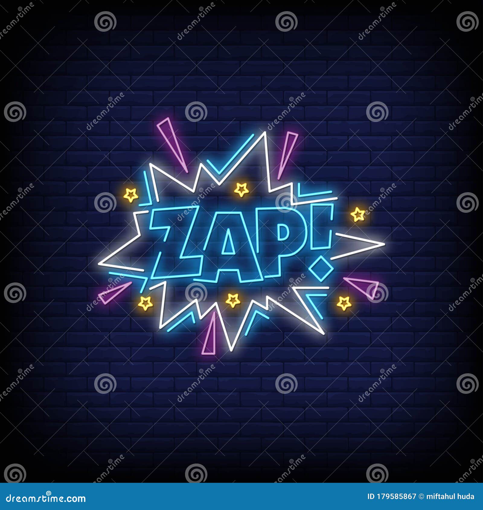 Zap Neon Signs Style Text Vector Stock Vector - Illustration of hand ...
