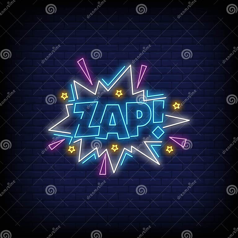 Zap Neon Signs Style Text Vector Stock Vector - Illustration of hand ...