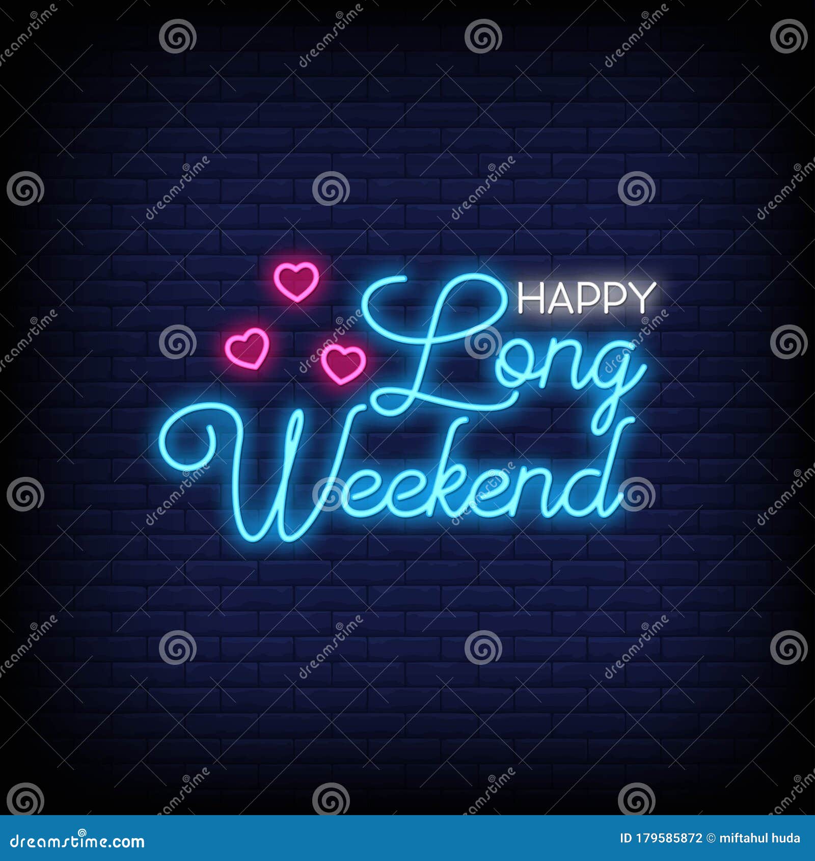 Happy Long Weekend Neon Signs Style Text Vector Stock Vector ...