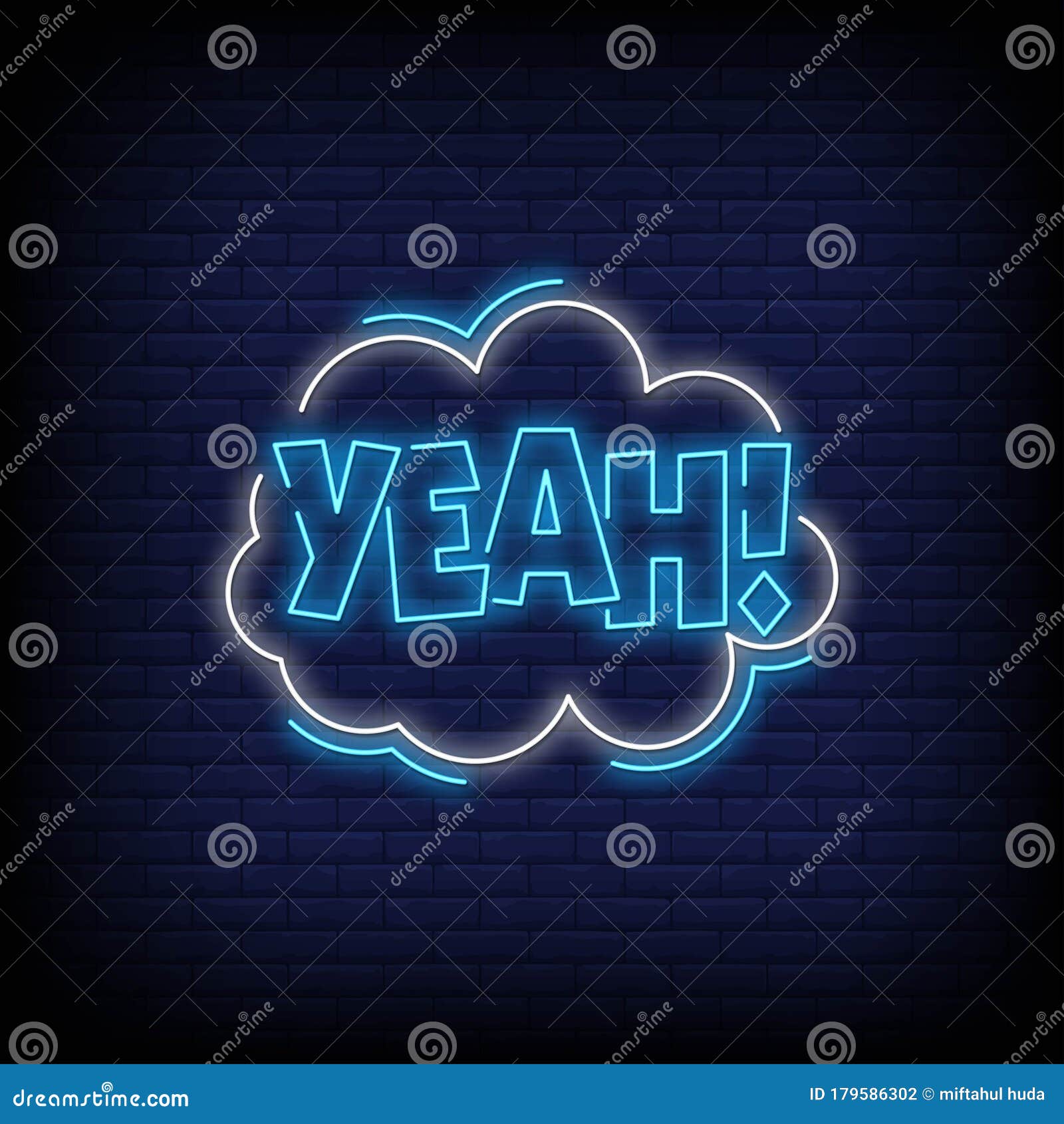 Yeah Neon Signs Style Text Vector Stock Vector - Illustration of ...