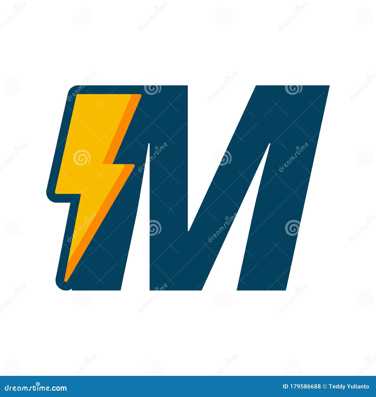 Strong Initial M Bolt logo stock vector. Illustration of clean - 179586688