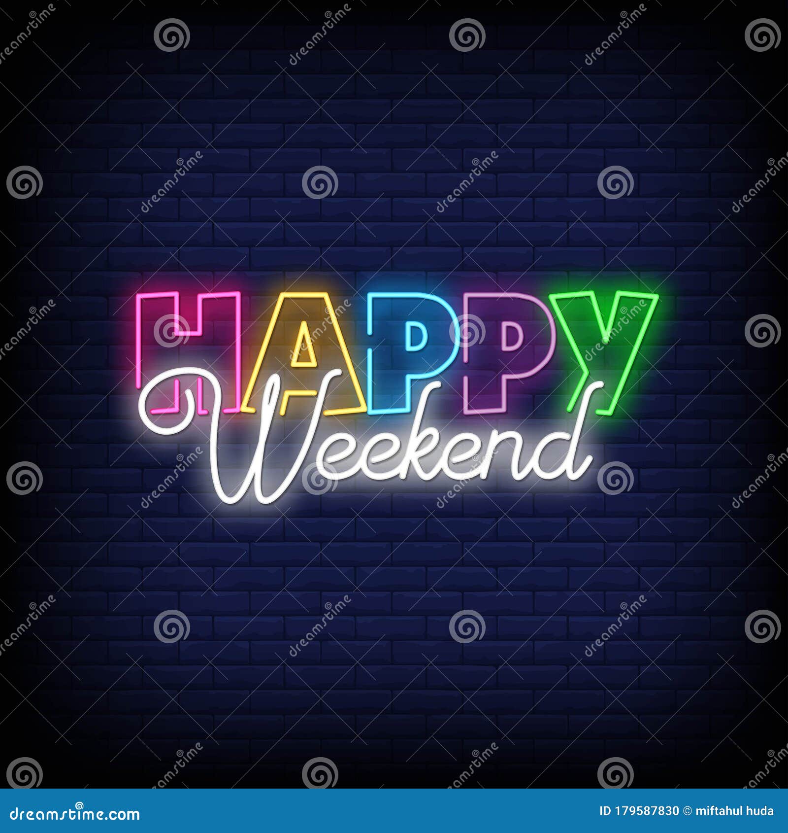 Happy Weekend Neon Signs Style Text Vector Stock Vector - Illustration ...