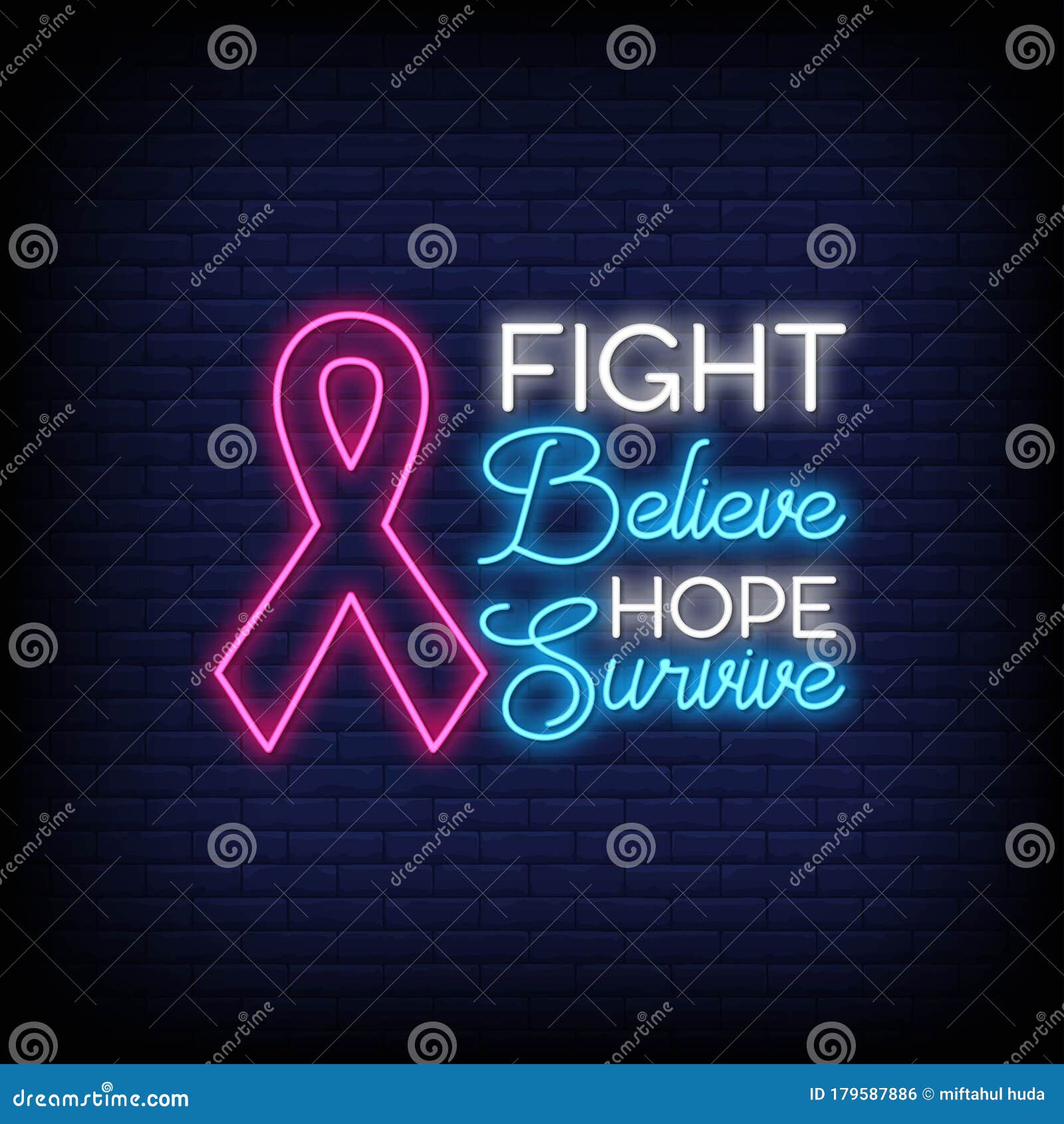 Fight Believe Hope Survive Neon Sign Stock Vector - Illustration of ...