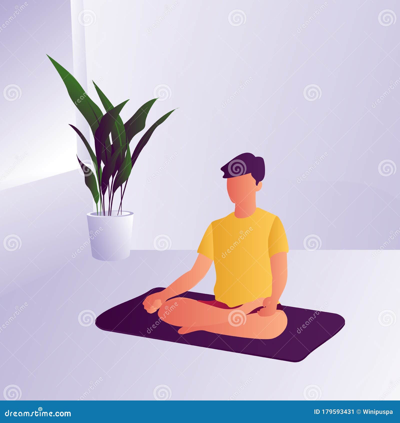 Yoga - lotus position. stock vector. Illustration of activity - 179593431