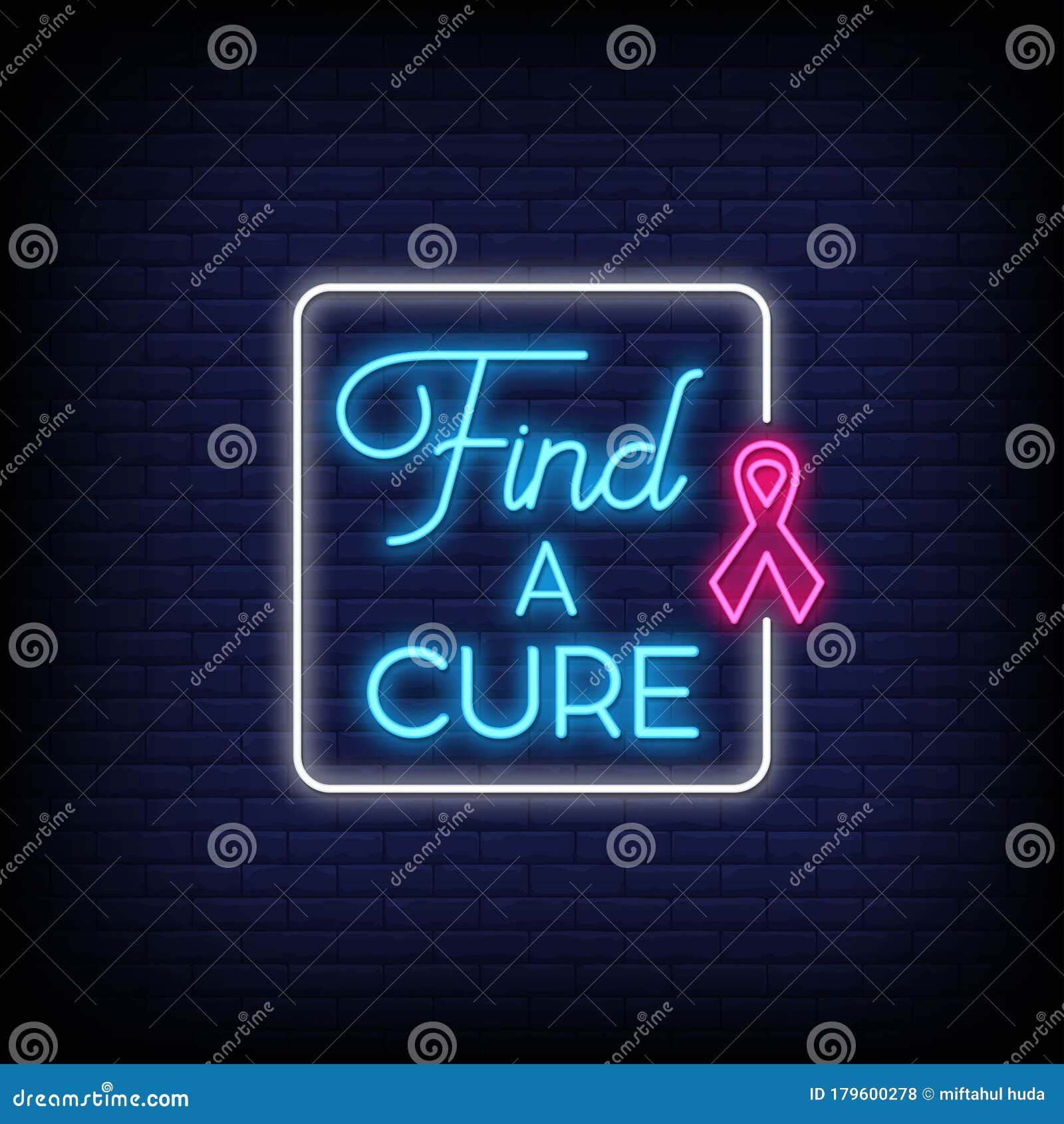 Find a Cure Neon Signs Style Text Vector Stock Vector - Illustration of ...