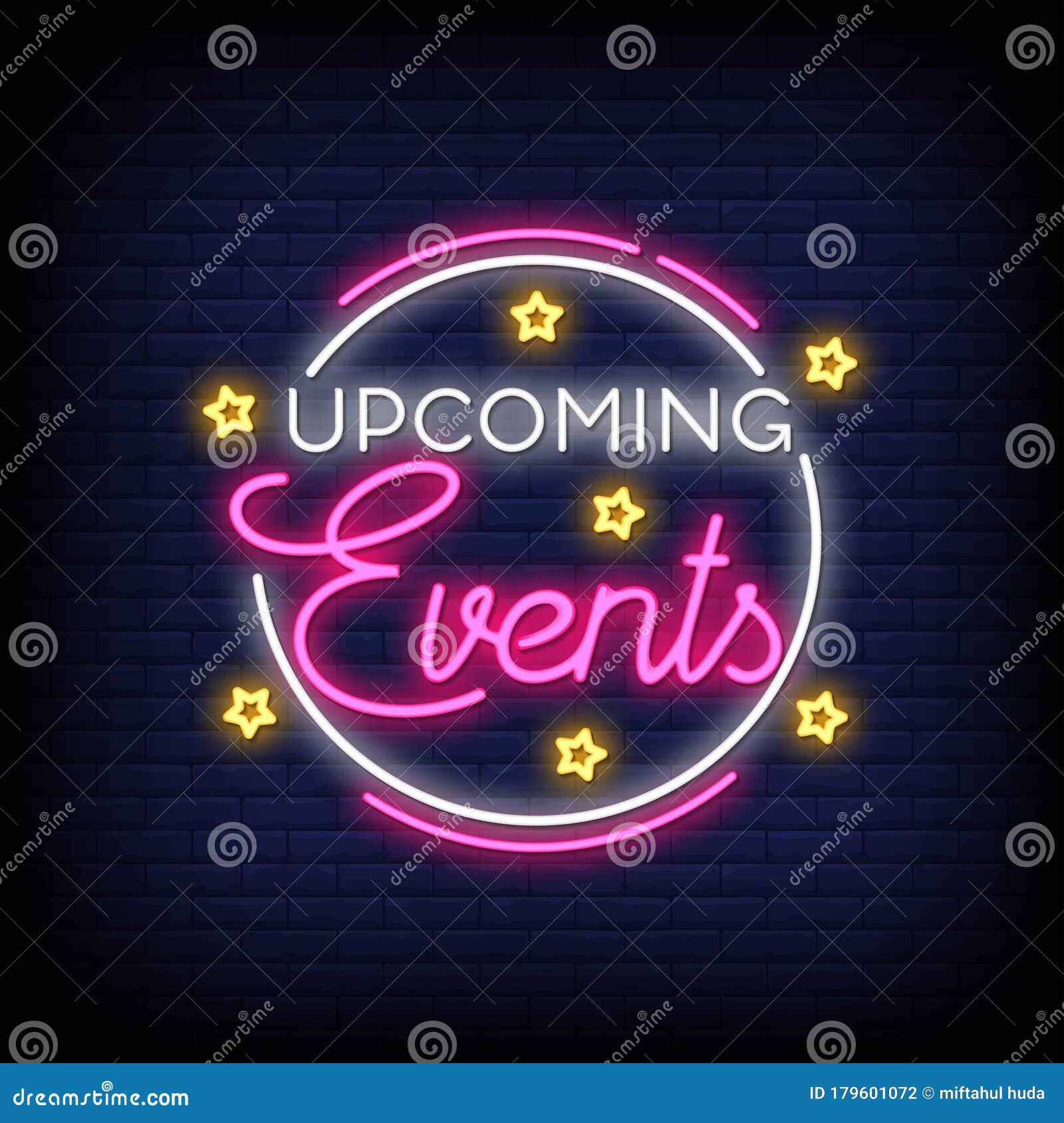 Upcoming Events Neon Signs Style Text Vector Stock Vector ...