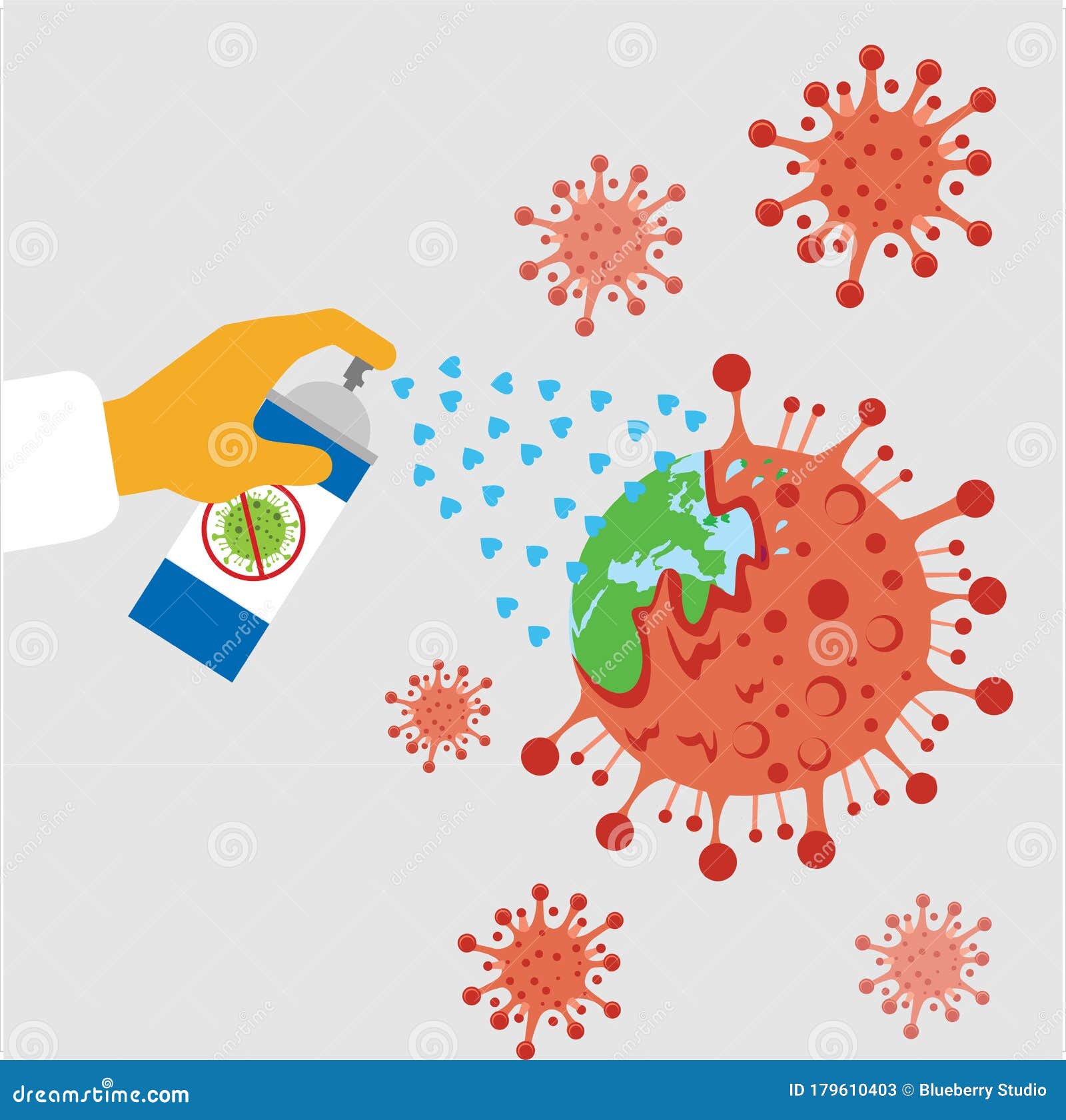 Disinfection Spraying Worker To Eradicate Corona Virus Covid 19 Vector ...