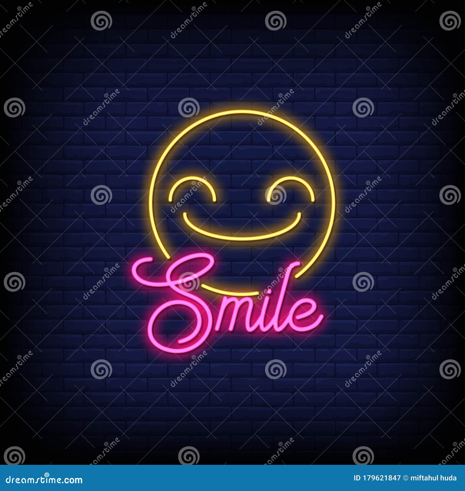 Smile Neon Signs Style Text Vector Stock Vector - Illustration of ...