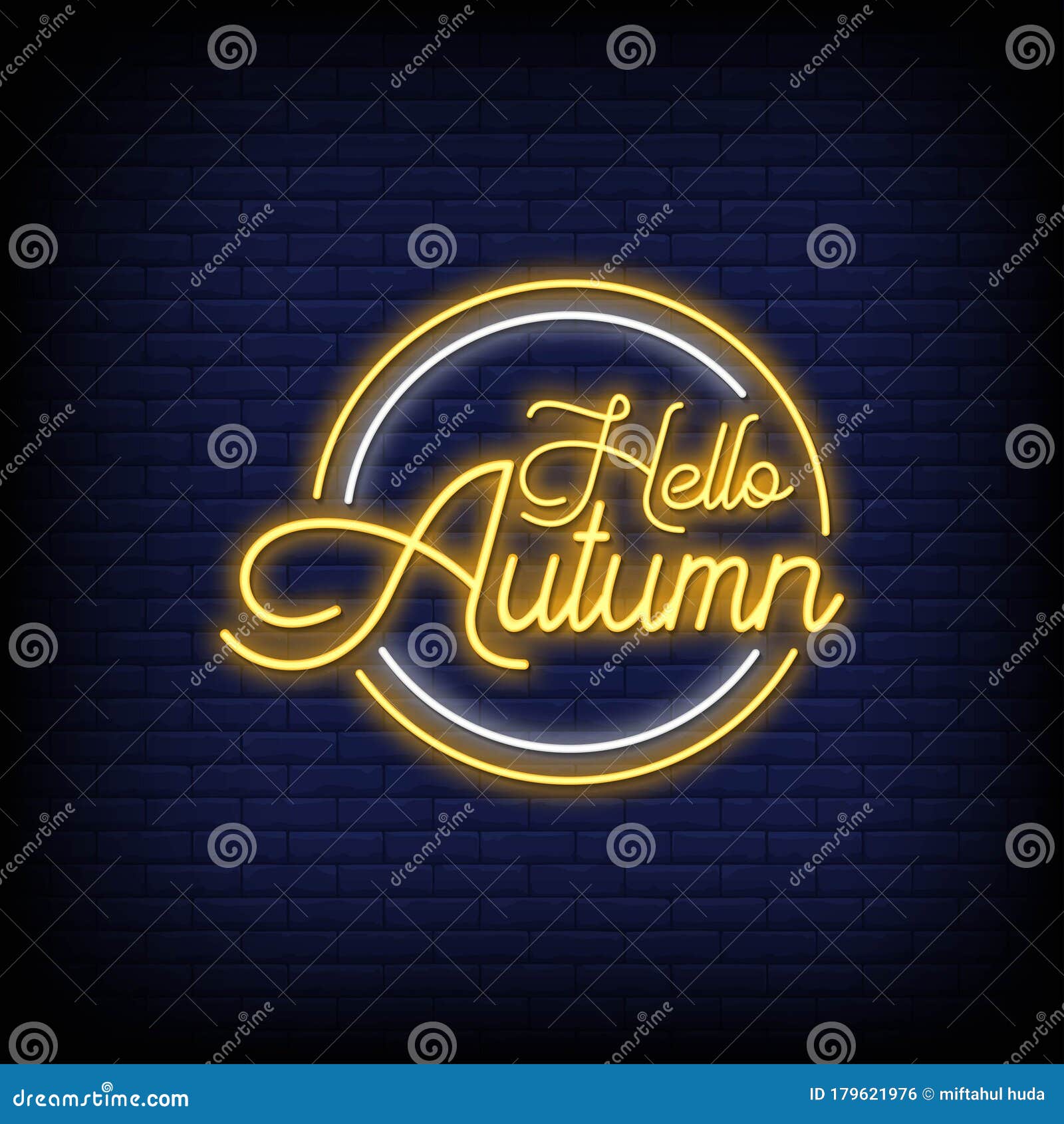 Hello Autumn Neon Signs Style Text Vector Stock Vector - Illustration ...