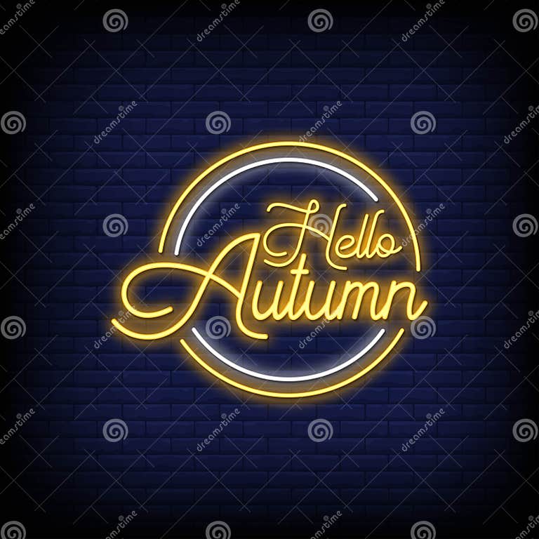 Hello Autumn Neon Signs Style Text Vector Stock Vector - Illustration ...