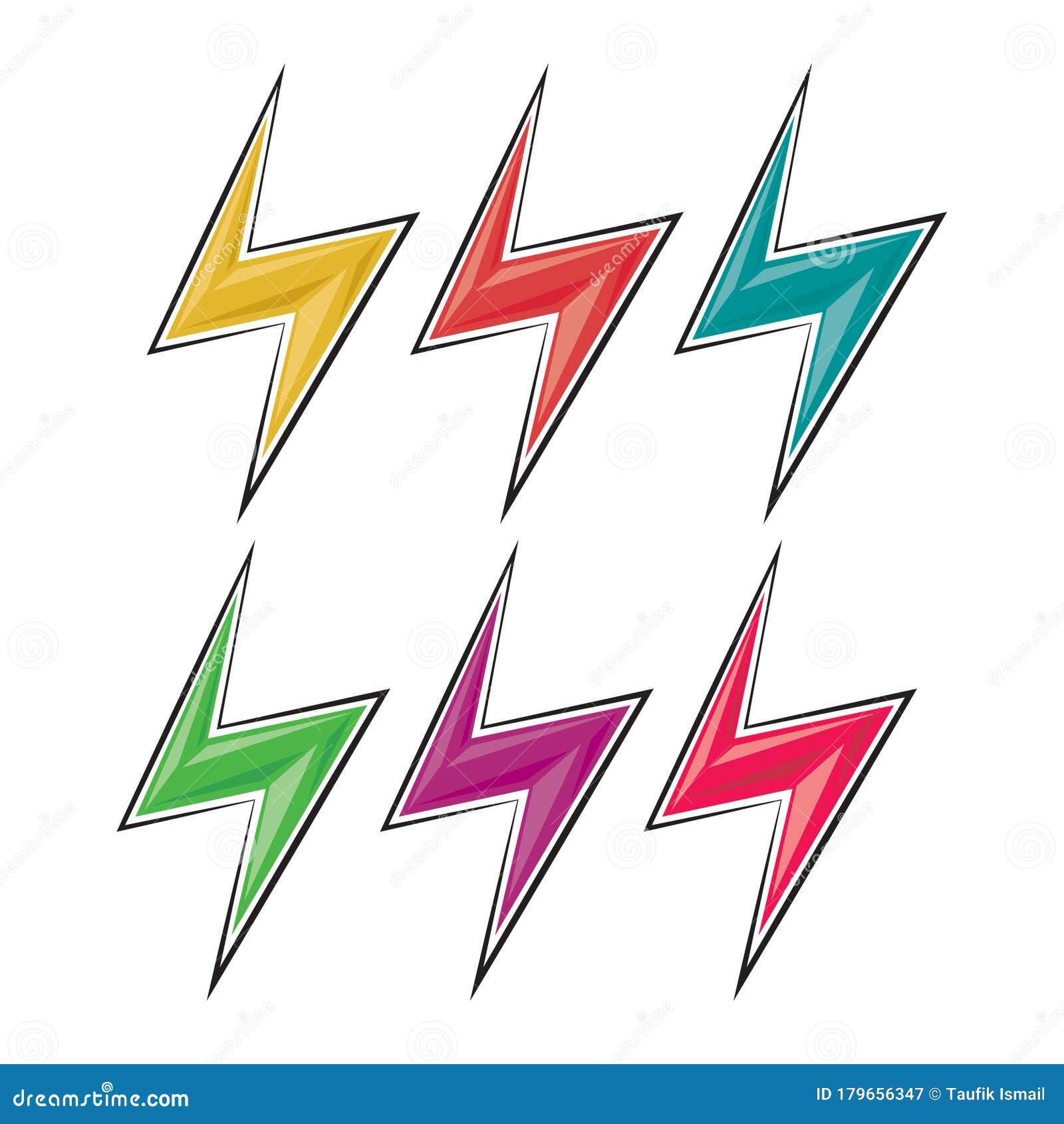 Thunder Bolt with Different Color Stock Vector - Illustration of edit ...