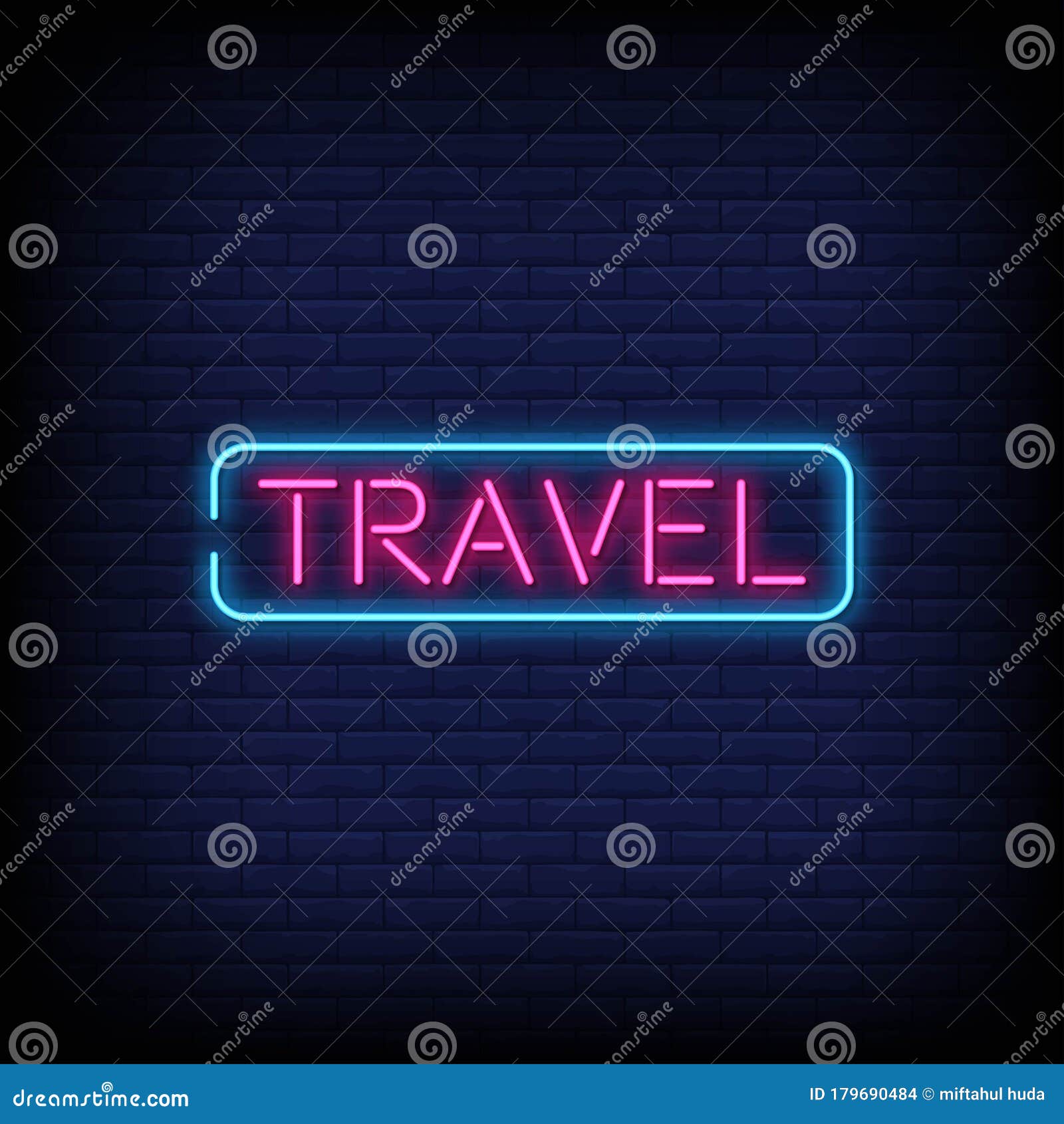 Travel Neon Signs Style Text Vector Stock Vector - Illustration of ...