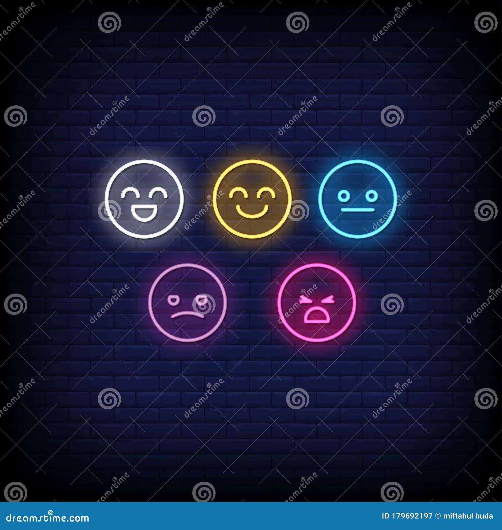 Emoticon Neon Signs Style Text Vector Stock Vector - Illustration of ...