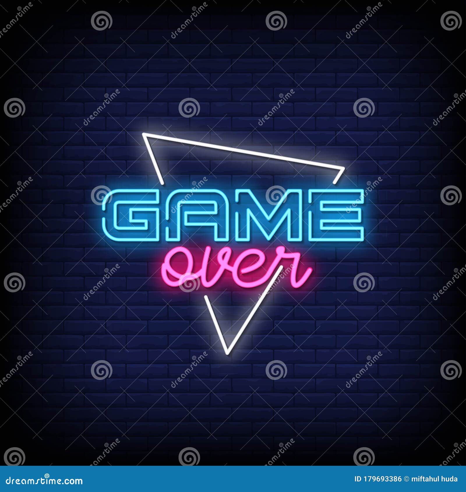 Game Over Neon Signs Style Text Vector Stock Vector - Illustration of ...