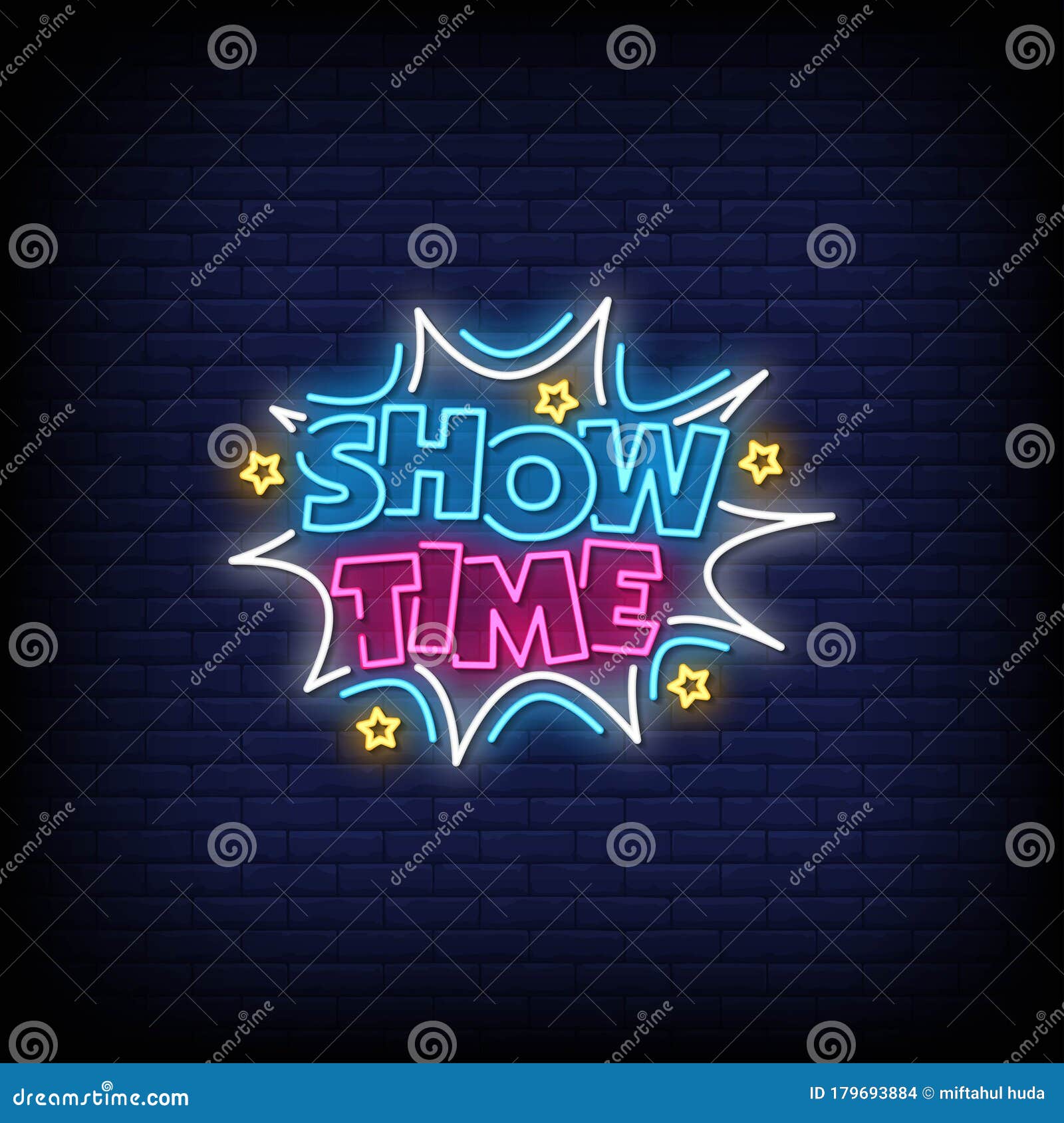 Show Time Neon Signs Style Text Vector Stock Vector - Illustration of ...