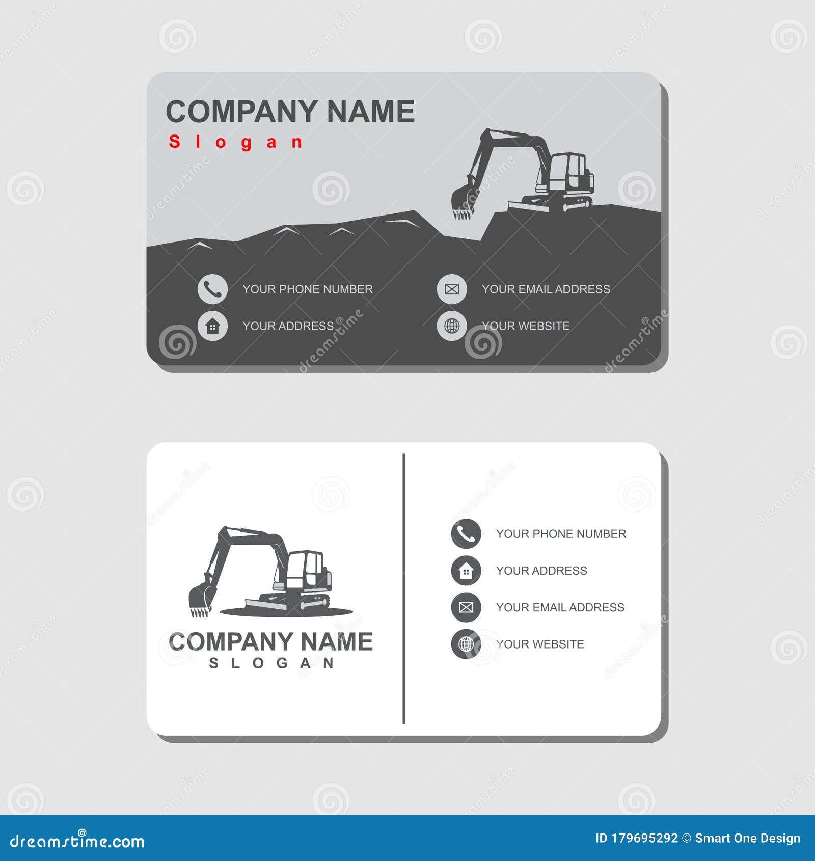 Excavator and Business Card Vector Template Stock Vector - Illustration ...