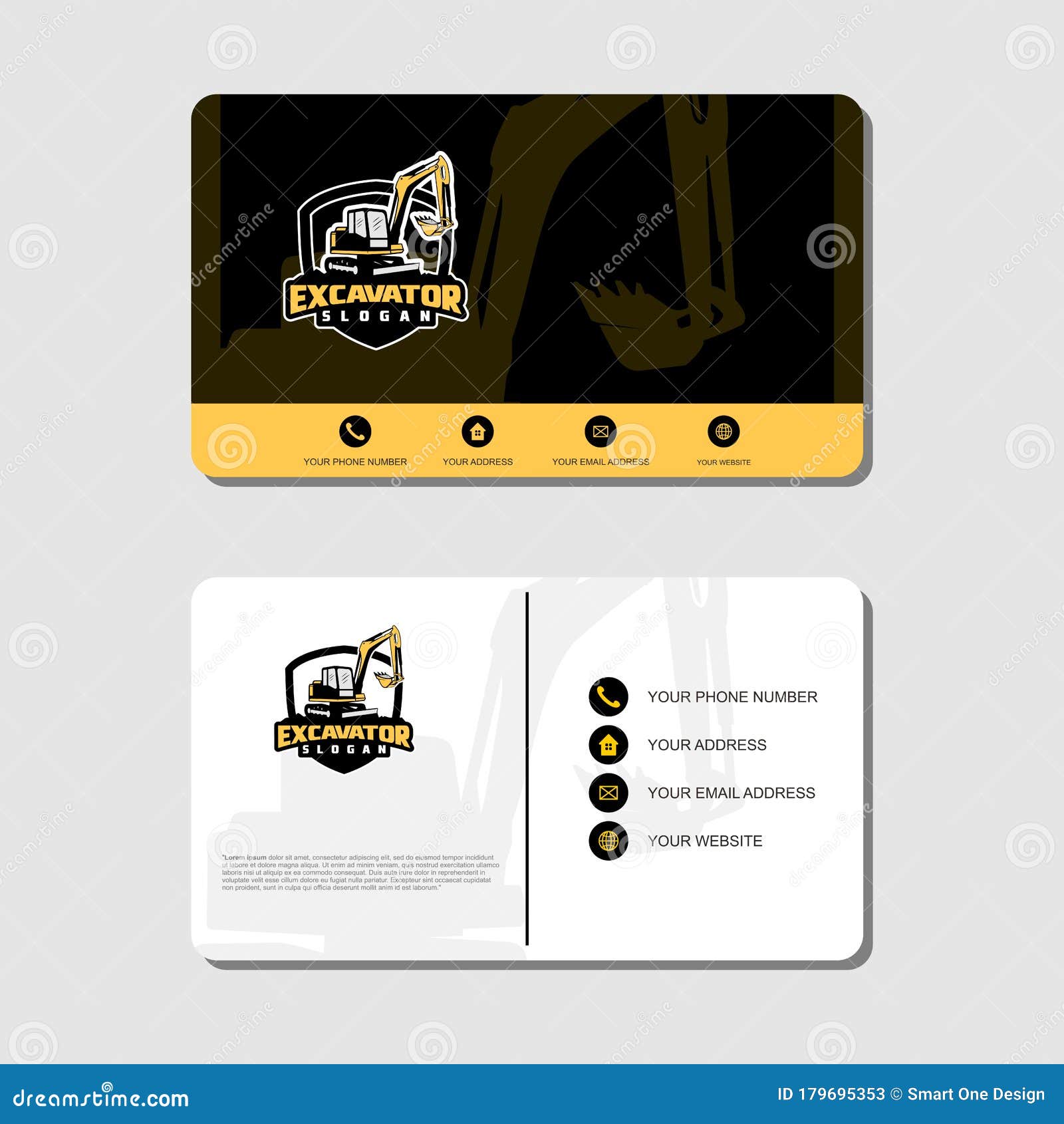 Excavator and Business Card Vector Template Stock Vector - Illustration ...
