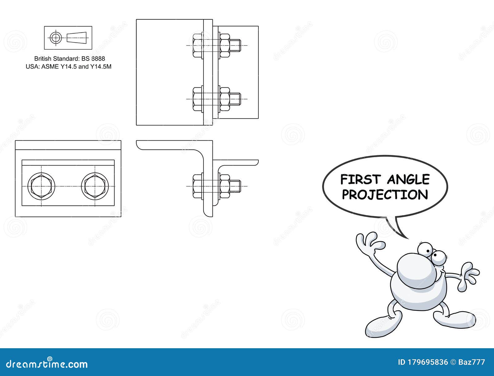 First Angle Orthographic Projection Cartoon Vector | CartoonDealer.com ...