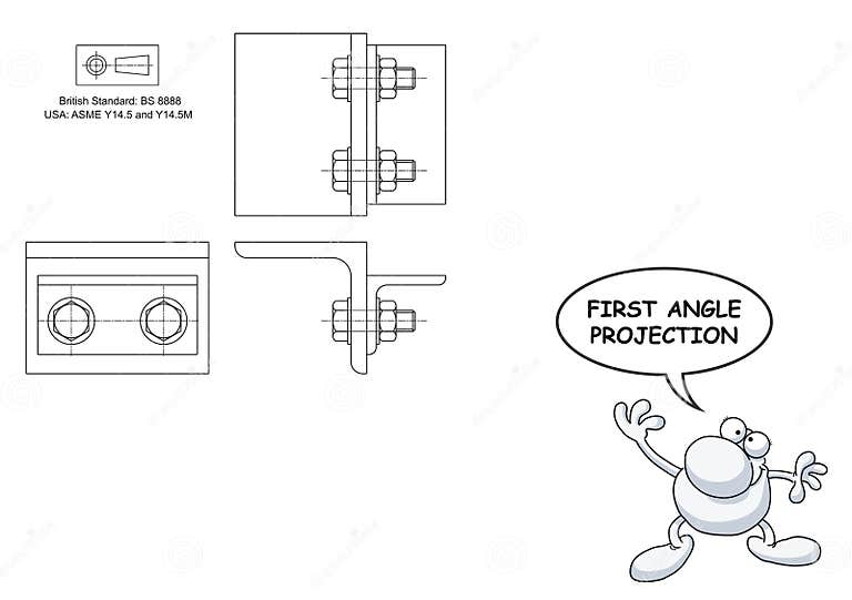 First, 1, St, Angle, Projection, Orthographic, View, Technical ...
