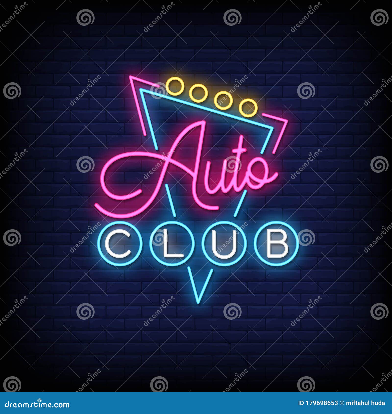 Auto Club Neon Signs Style Text Vector Stock Vector - Illustration of ...