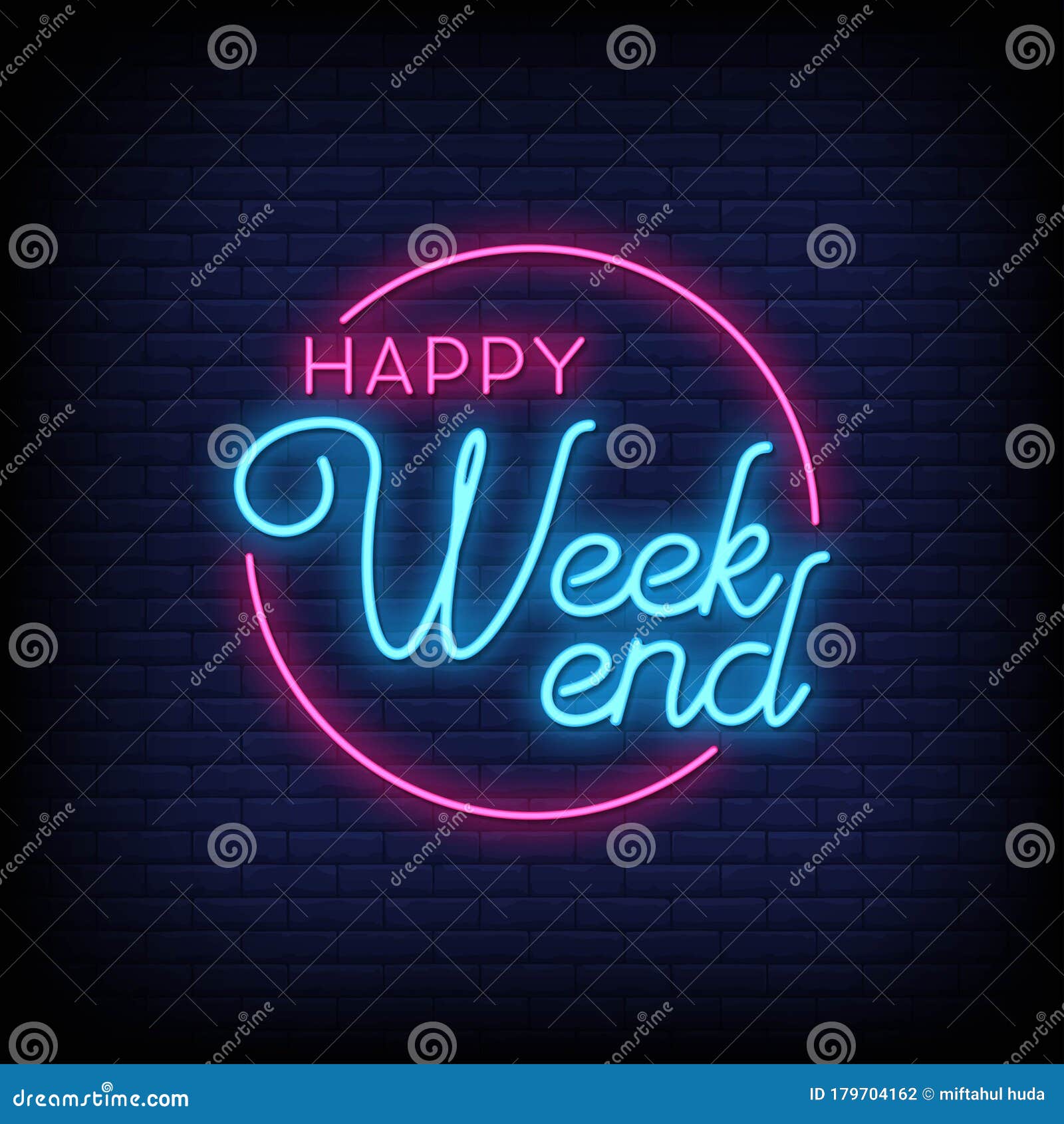 Happy Weekend Neon Signs Style Text Vector Stock Vector - Illustration ...
