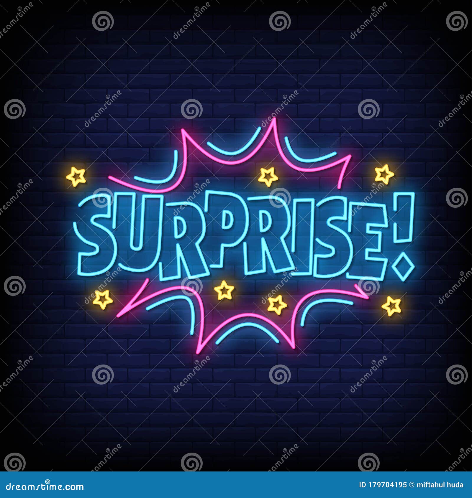 Surprise Neon Signs Style Text Vector Stock Vector - Illustration of ...