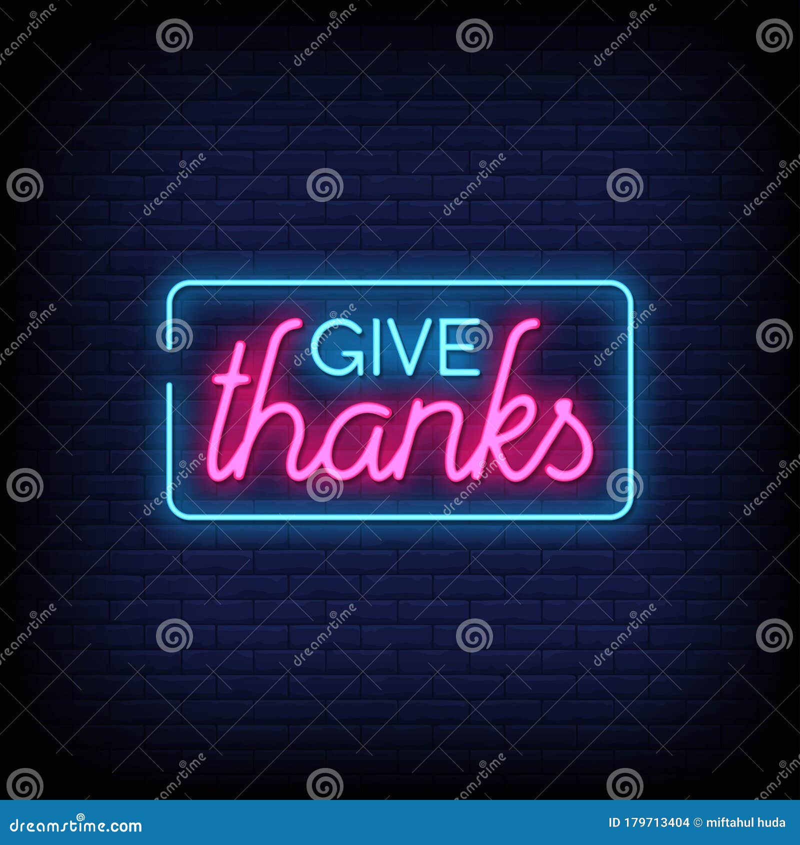 Give Thanks Neon Signs Style Text Vector Stock Vector - Illustration of ...