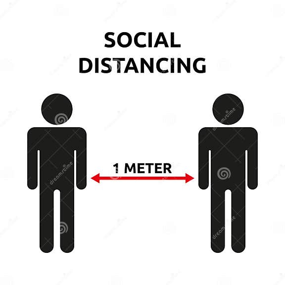 Social Distancing Concept of Two People Icon with 1 Meter Distance ...