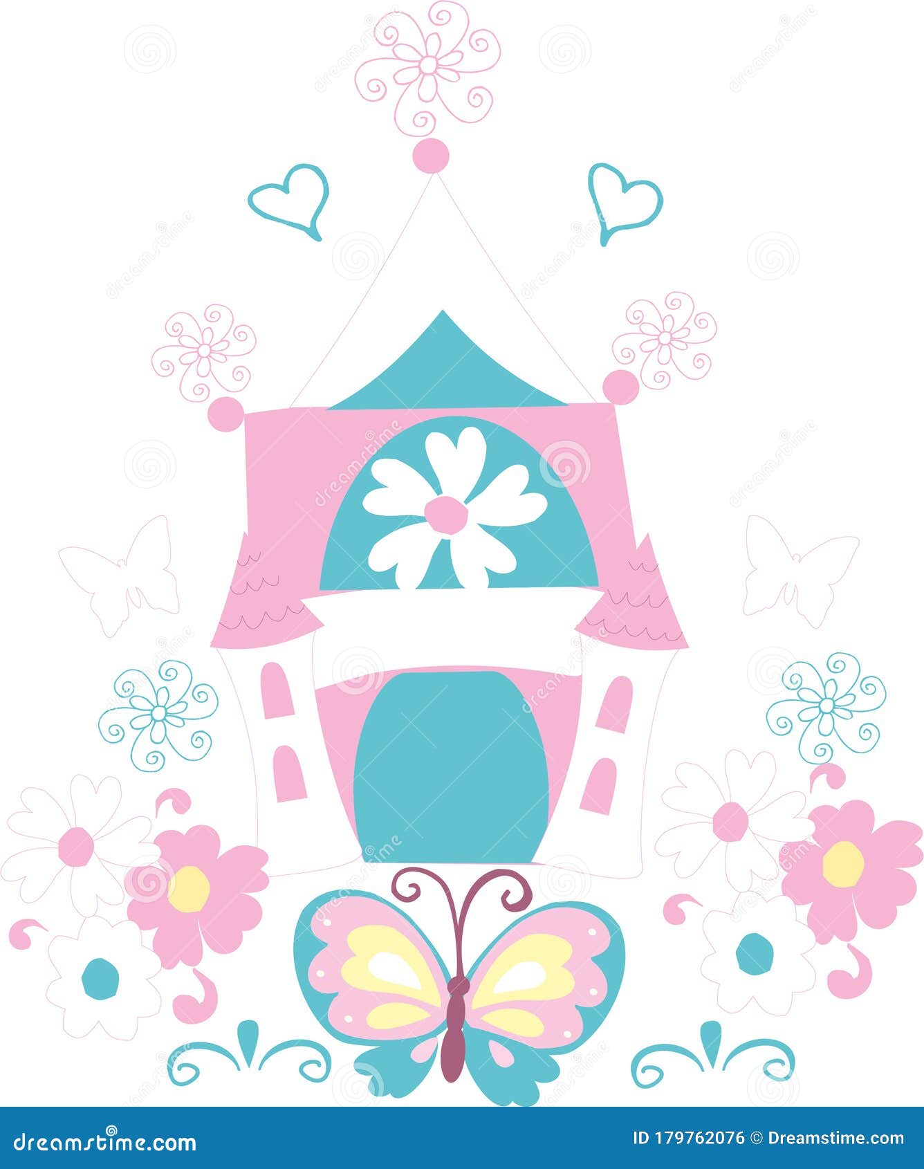Cartoon Princess House Vector Illustration. Princess Collection Stock ...