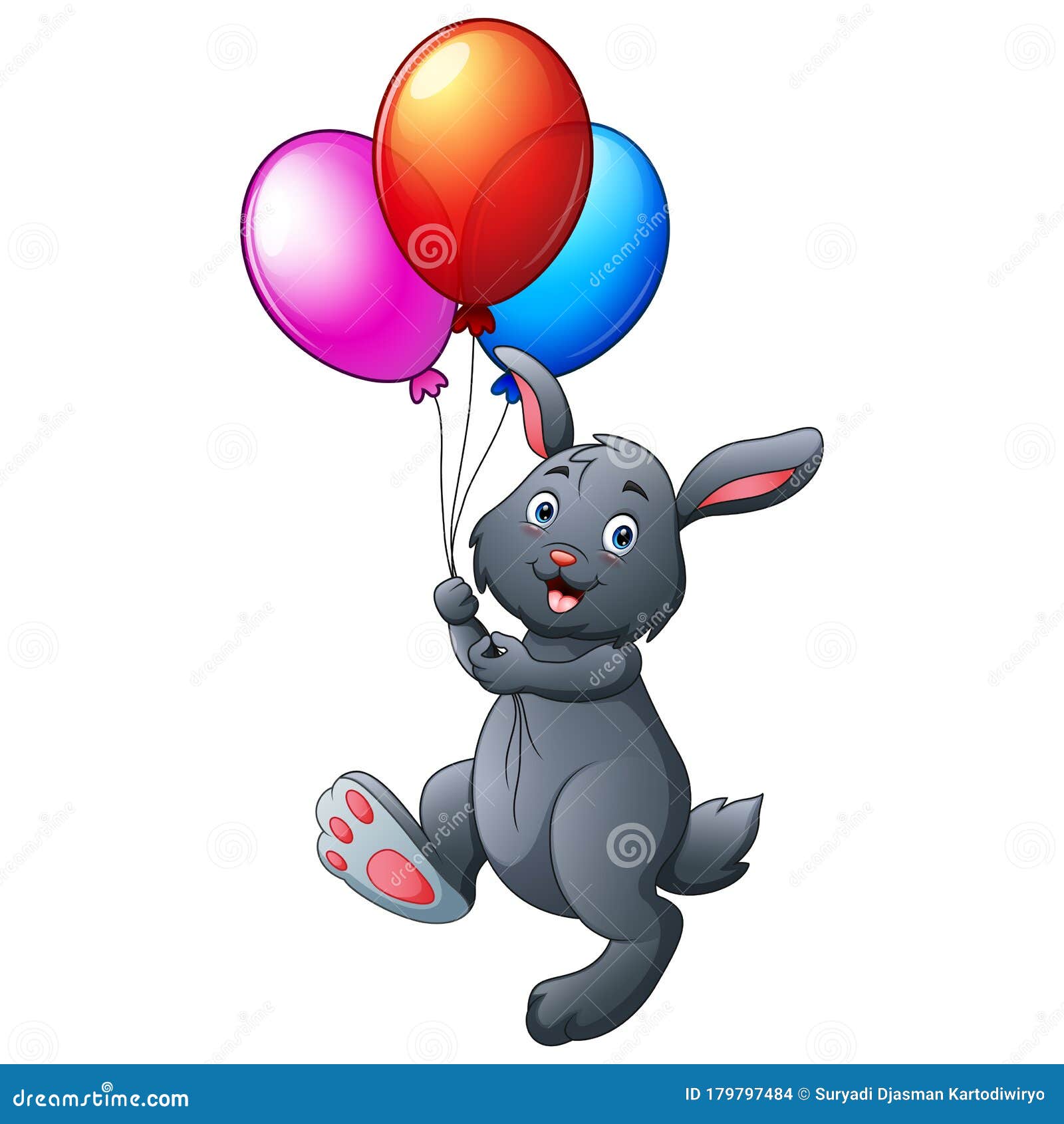 A Cute Bunny Holds of Colored Balloons Stock Vector - Illustration of ...