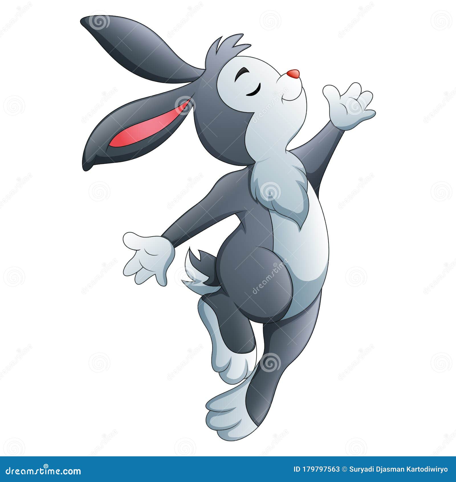 The Easter Bunny Rabbit Cartoon Waving and Dancing Stock Vector ...