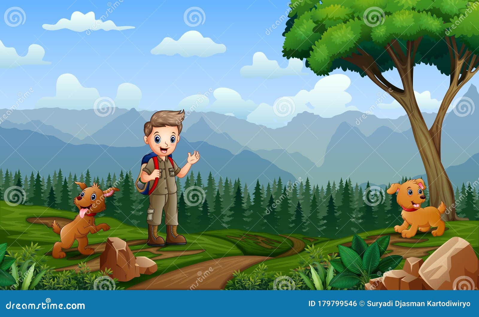 Young Boy Scout Cartoon Doing A Hand Sign Vector Illustration ...