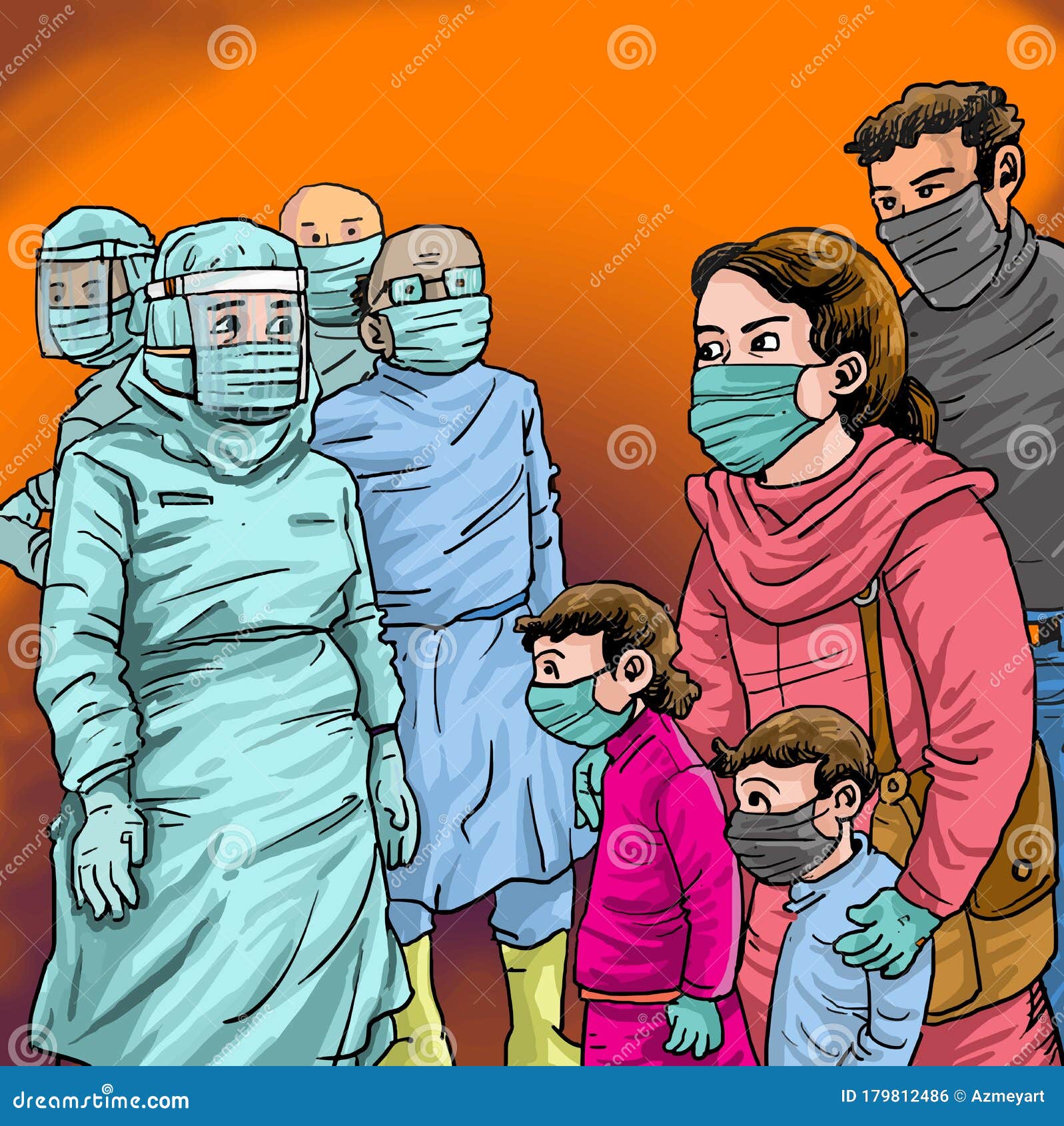 Family Quarantine because of Corona Virus Stock Vector - Illustration ...