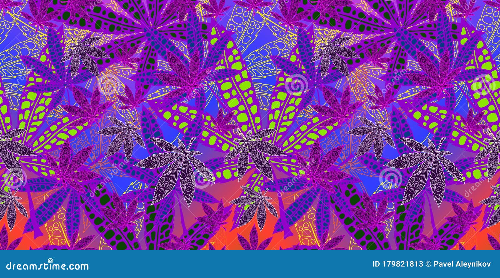 Marijuana Leaf Seamless Pattern. Psychedelic Colors. Cannabis Leaf Styled Vector Image Stock ...