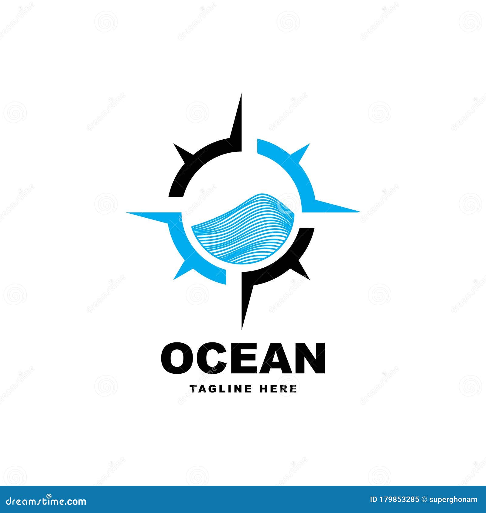 Compass with Wave Logo Template Stock Vector - Illustration of location ...