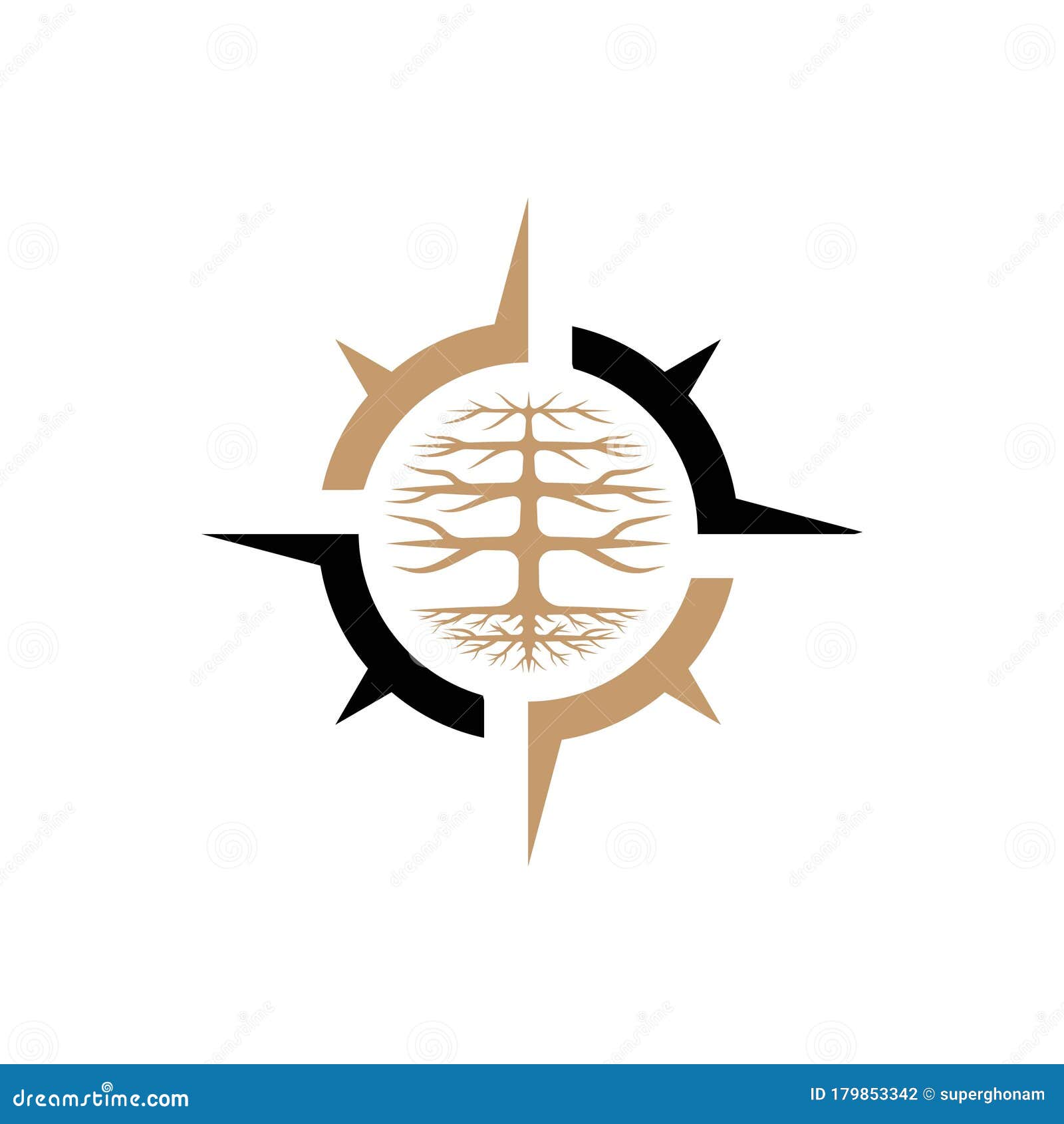 Compass with Tree Logo Design Vector Template Stock Vector ...