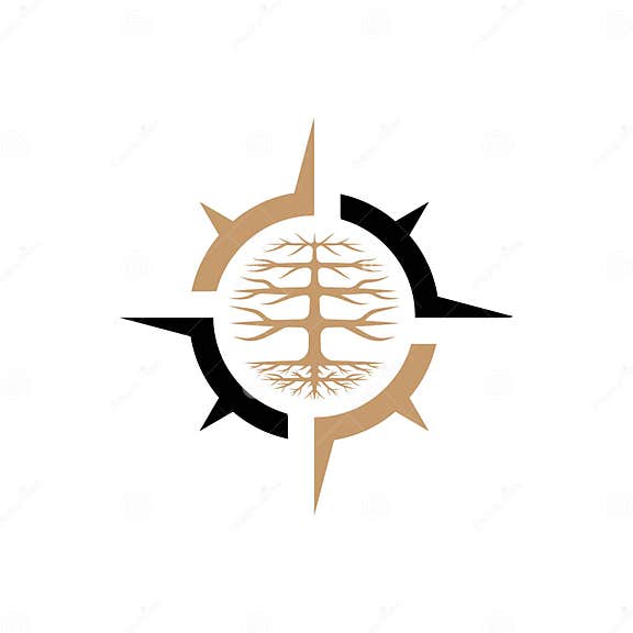 Compass with Tree Logo Design Vector Template Stock Vector ...