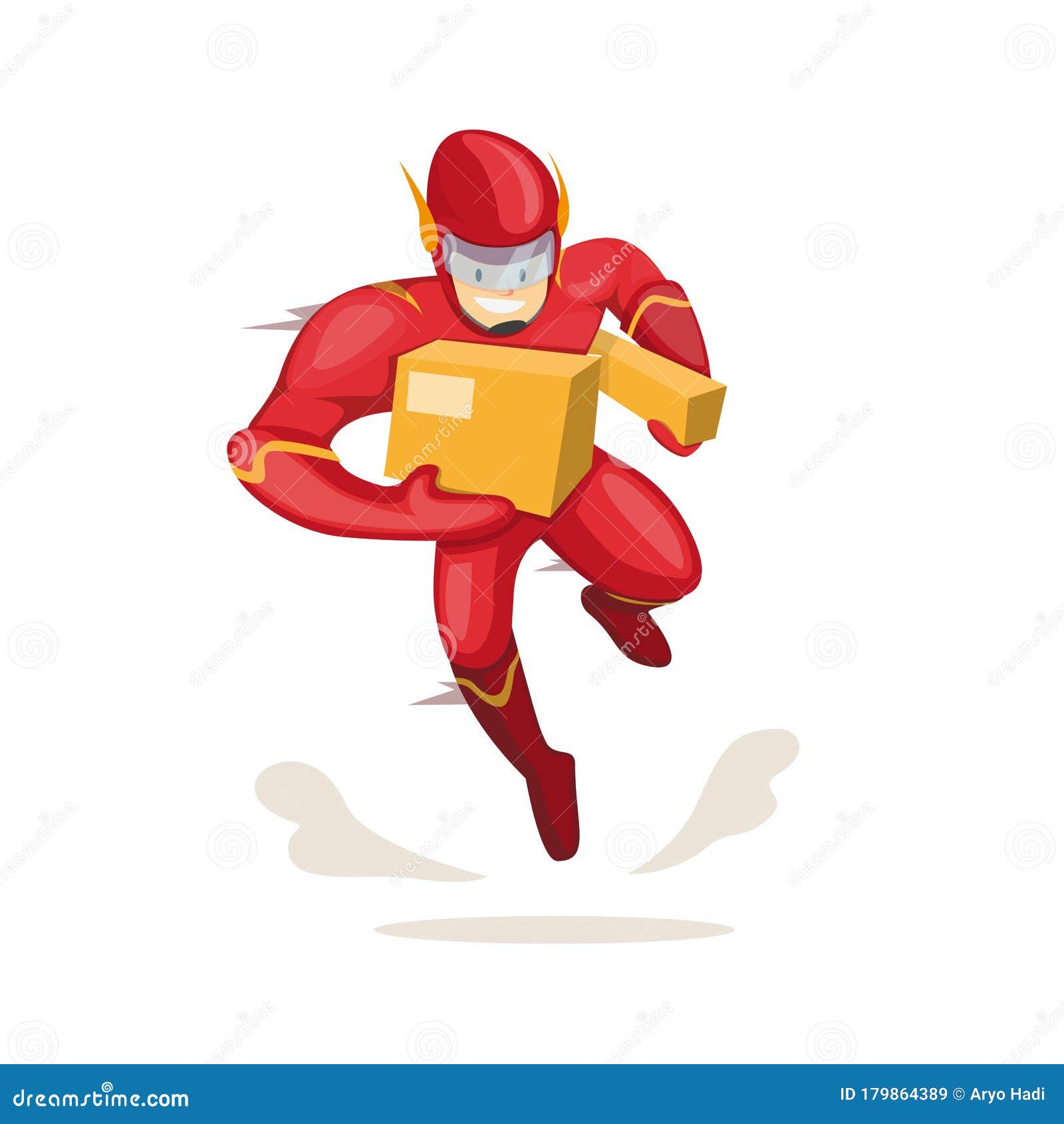Superhero Carrying Package Mascot for Courier Express Delivery Service ...
