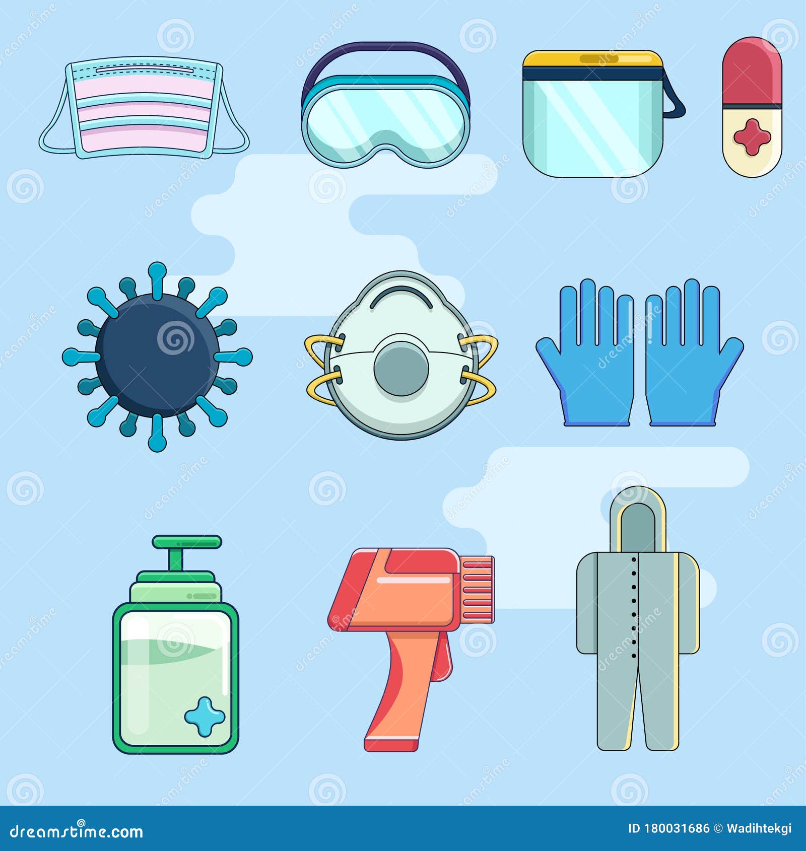 Medical Self Protection Icon Set Stock Vector - Illustration of ...