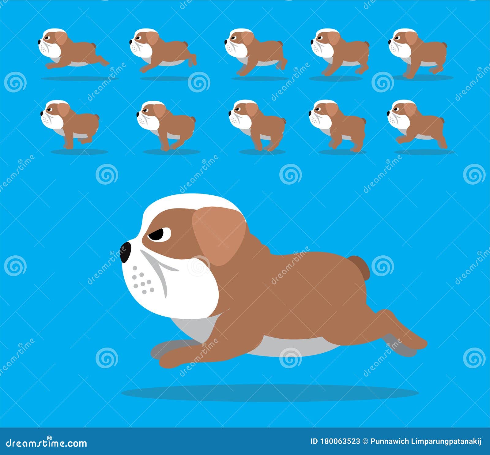 Animal Animation Sequence Dog Bulldog Cartoon Vector Stock Vector ...