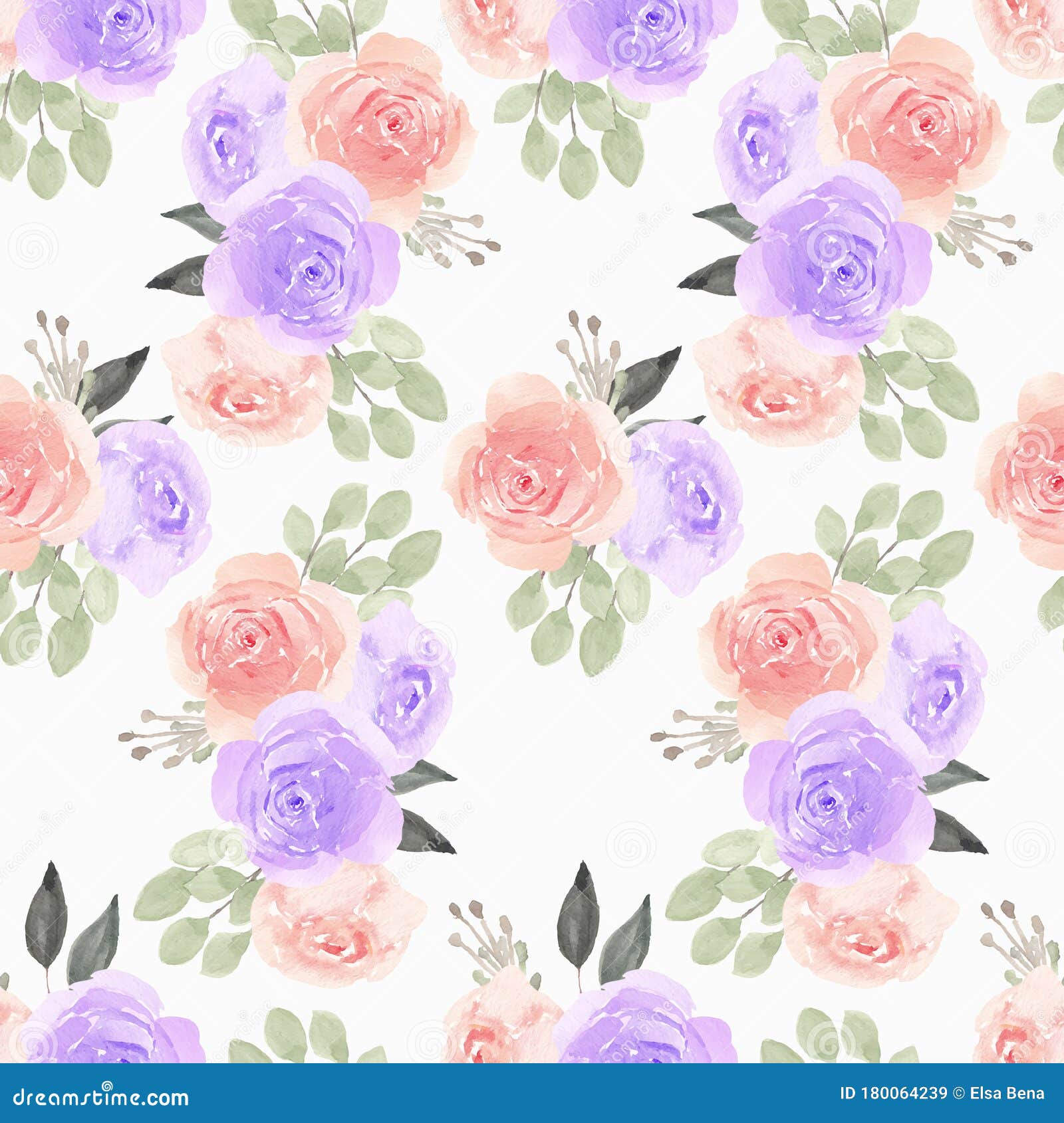 Watercolor Seamless Pattern with Rose Flower Illustration Stock Vector ...