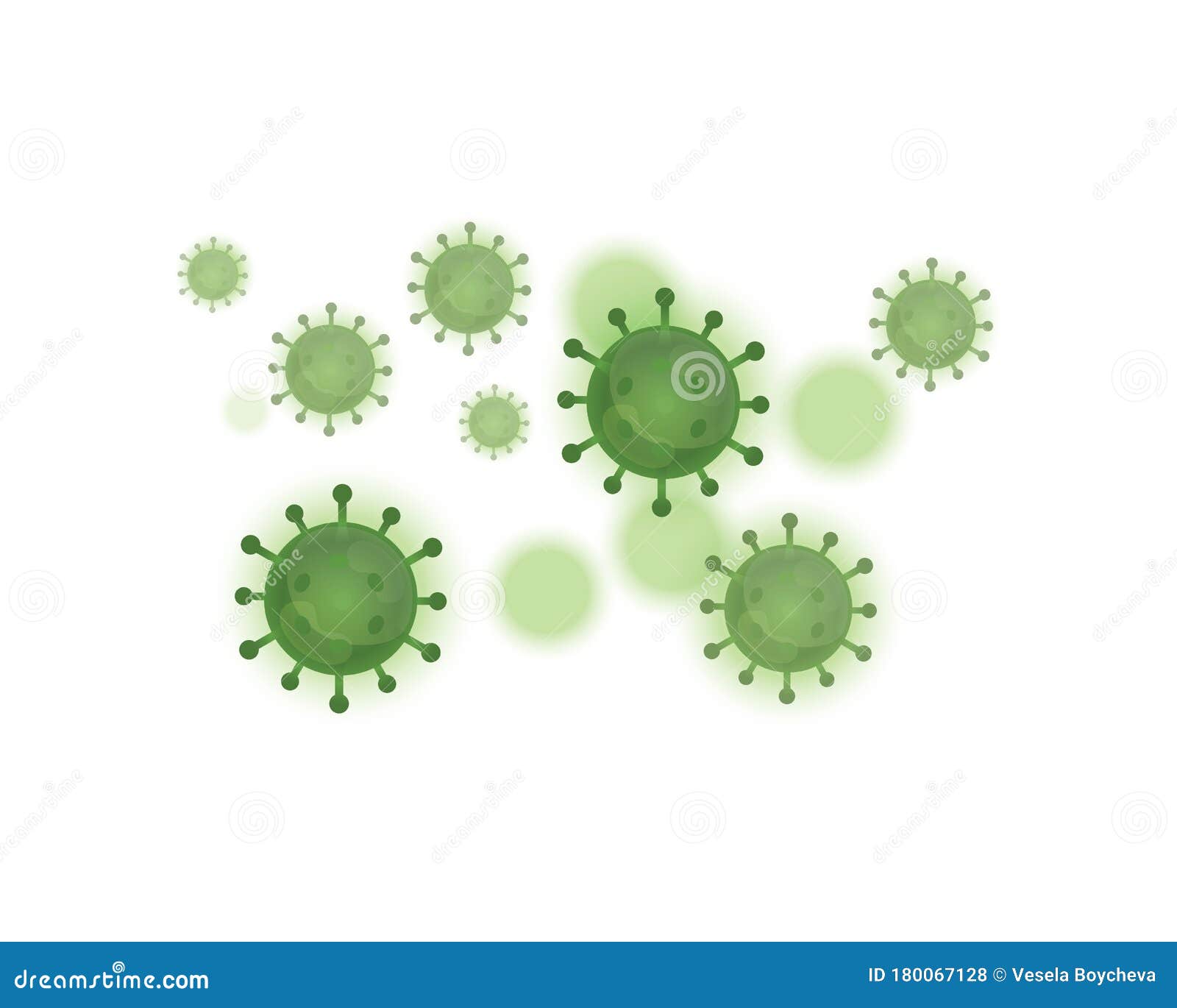 Graphic Illustration of Corona Virus, Covid-19 Background, Green Virus ...