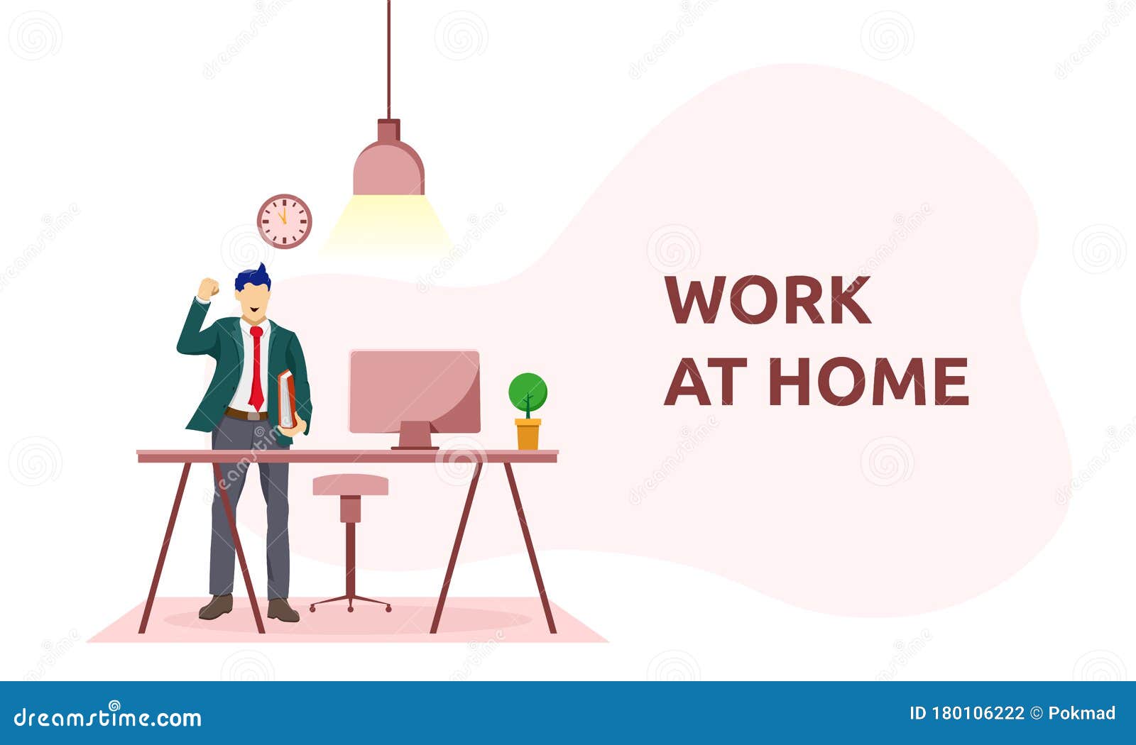 Businessman Standing Infront of Workstation Holding Documents Working ...